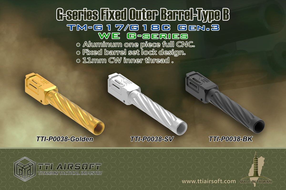 TTI FIXED BARREL FOR TM/WE/E&C G17/G18-TYPE B SILVER – AIRSOFTPH